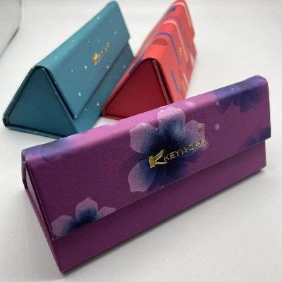 Bespoke Pattern Eyewear Foldable Sunglasses Case Triangular Pressure Resistant